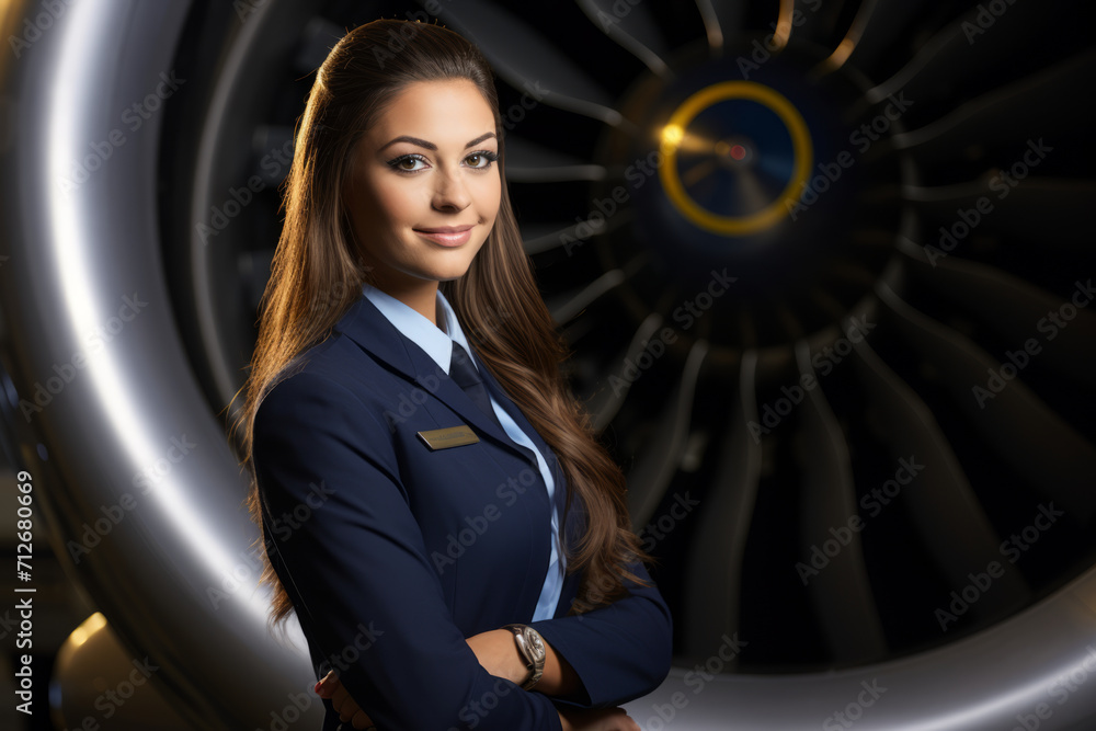 A Portrait of a Dedicated Female Flight Crew Technician, Dressed in Her ...