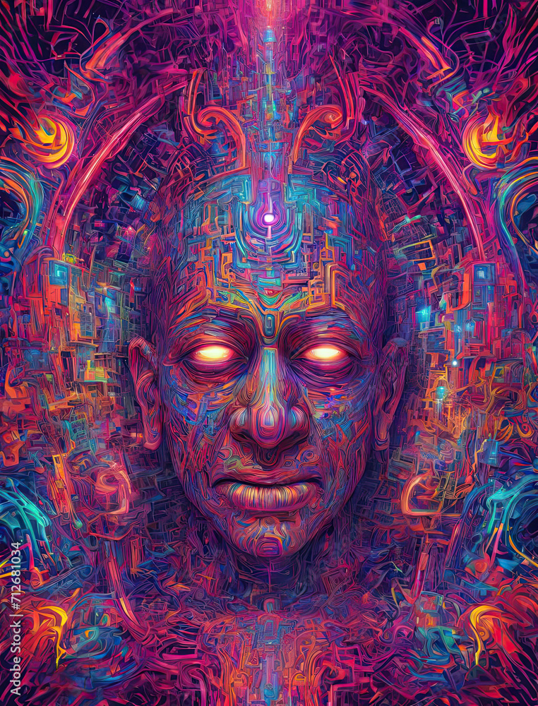 Psychedelic Mind Maze - Digital illustration of a passion-driven ...