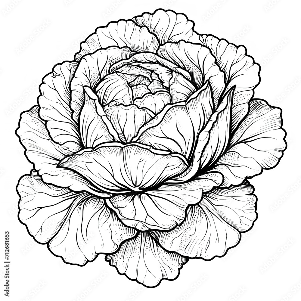 Minimalistic Cabbage - Line Art Vector SVG for Coloring Stock ...