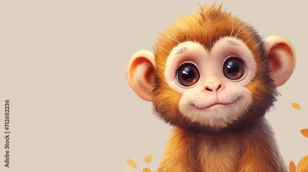 a close up of a monkey's face with a brown and white monkey's head on ...