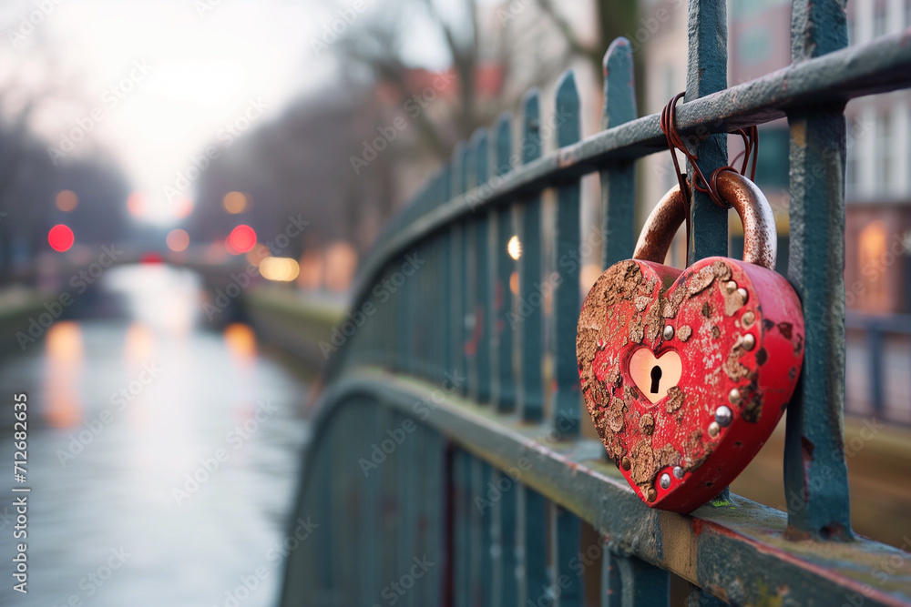 heart shaped lock on the bridge Stock Photo | Adobe Stock