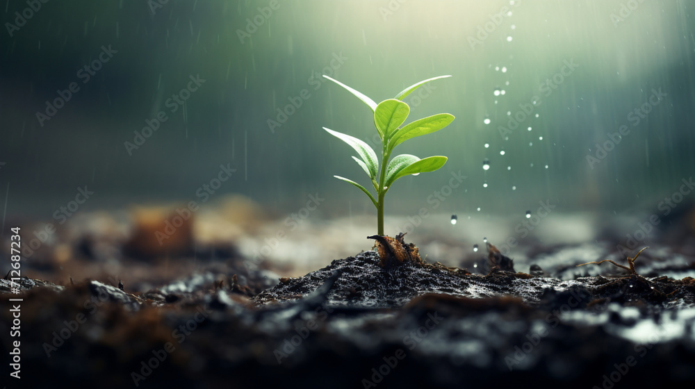 New life sprouts from green seedling in nature. Nature's Rebirth Green ...