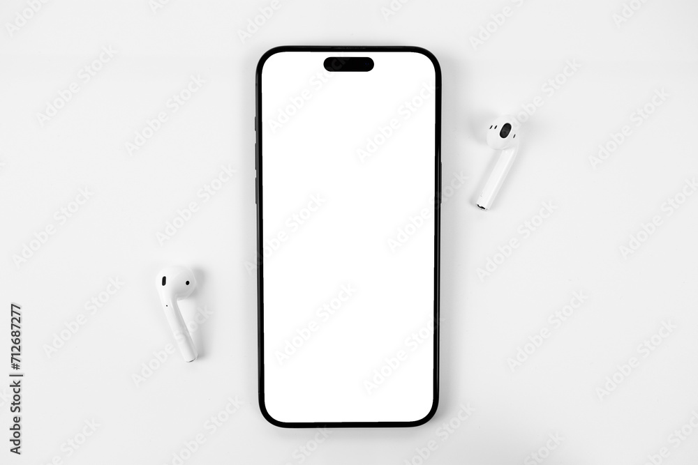 smartphone mockup iPhone 15 Pro Max with png transparent screen, empty ...