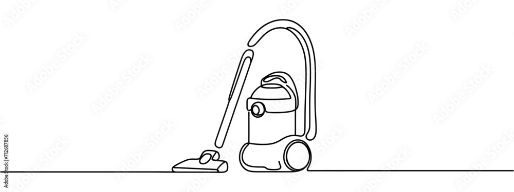 One continuous line drawing of electric vacuum cleaner household ...