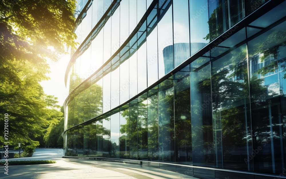 Sustainable green building. Eco-friendly building. Sustainable glass ...