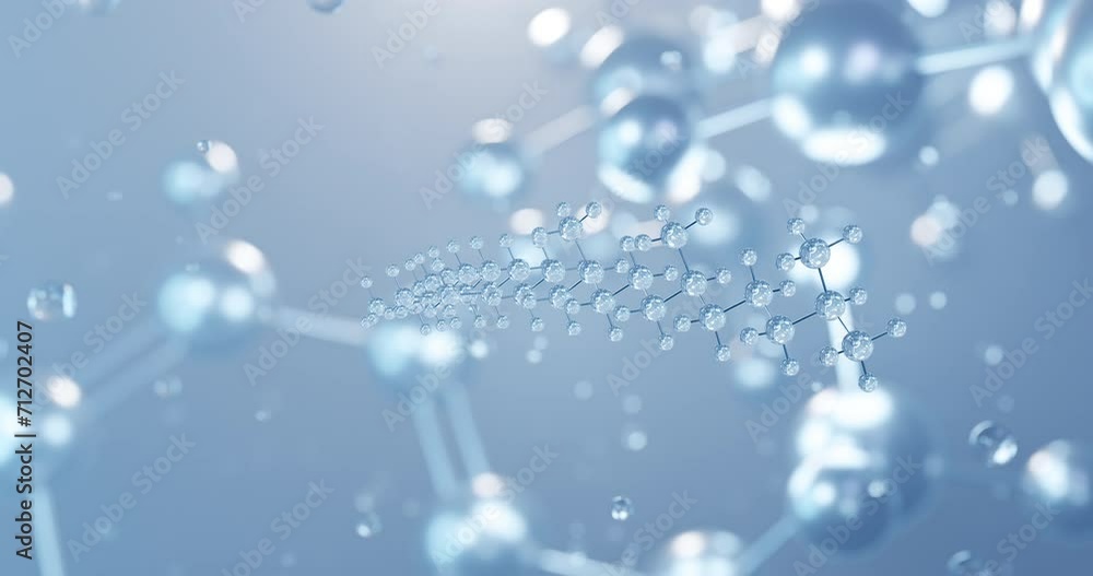 Squalane, rotating 3D model of hydrocarbon, seamless looped video ...