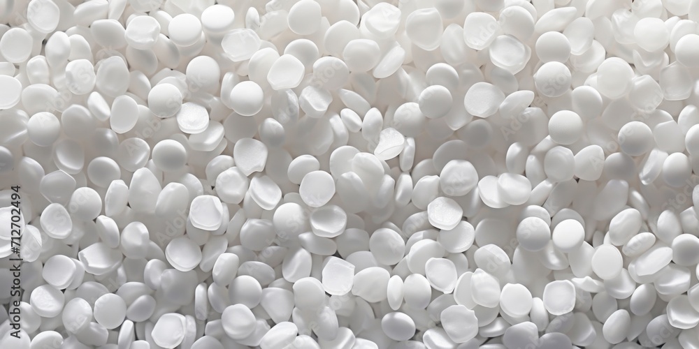 White PVC granulate background, recycled plastic granules ...