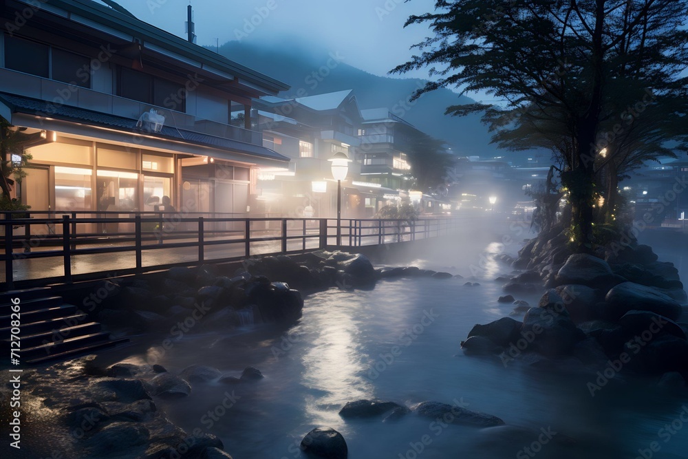 outdoor onsen hot springs in japan Stock Photo | Adobe Stock
