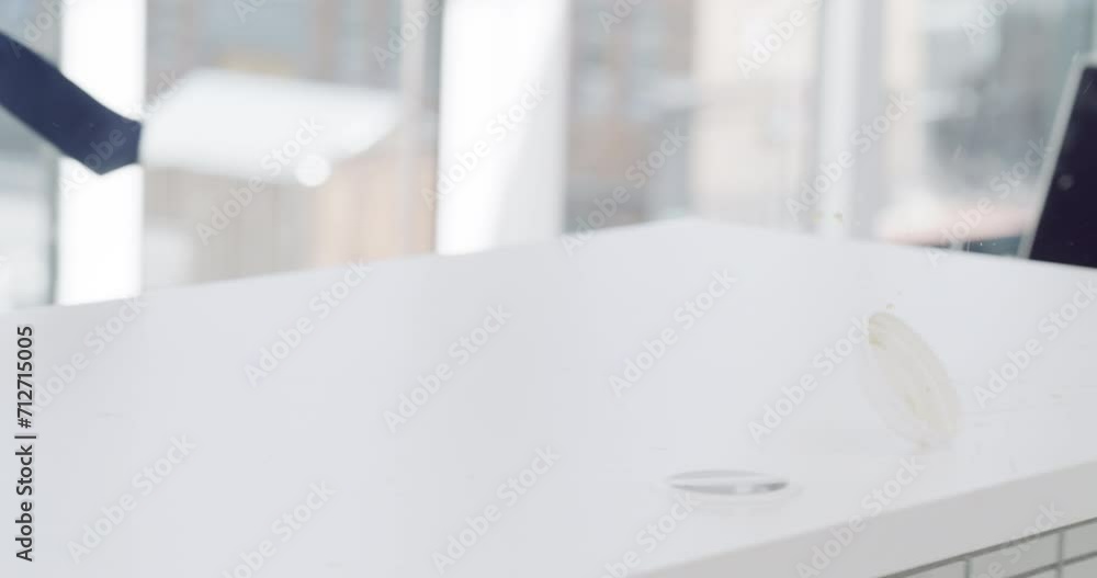 Angry businessman, hands and throw laptop off desk for fault, slow or ...