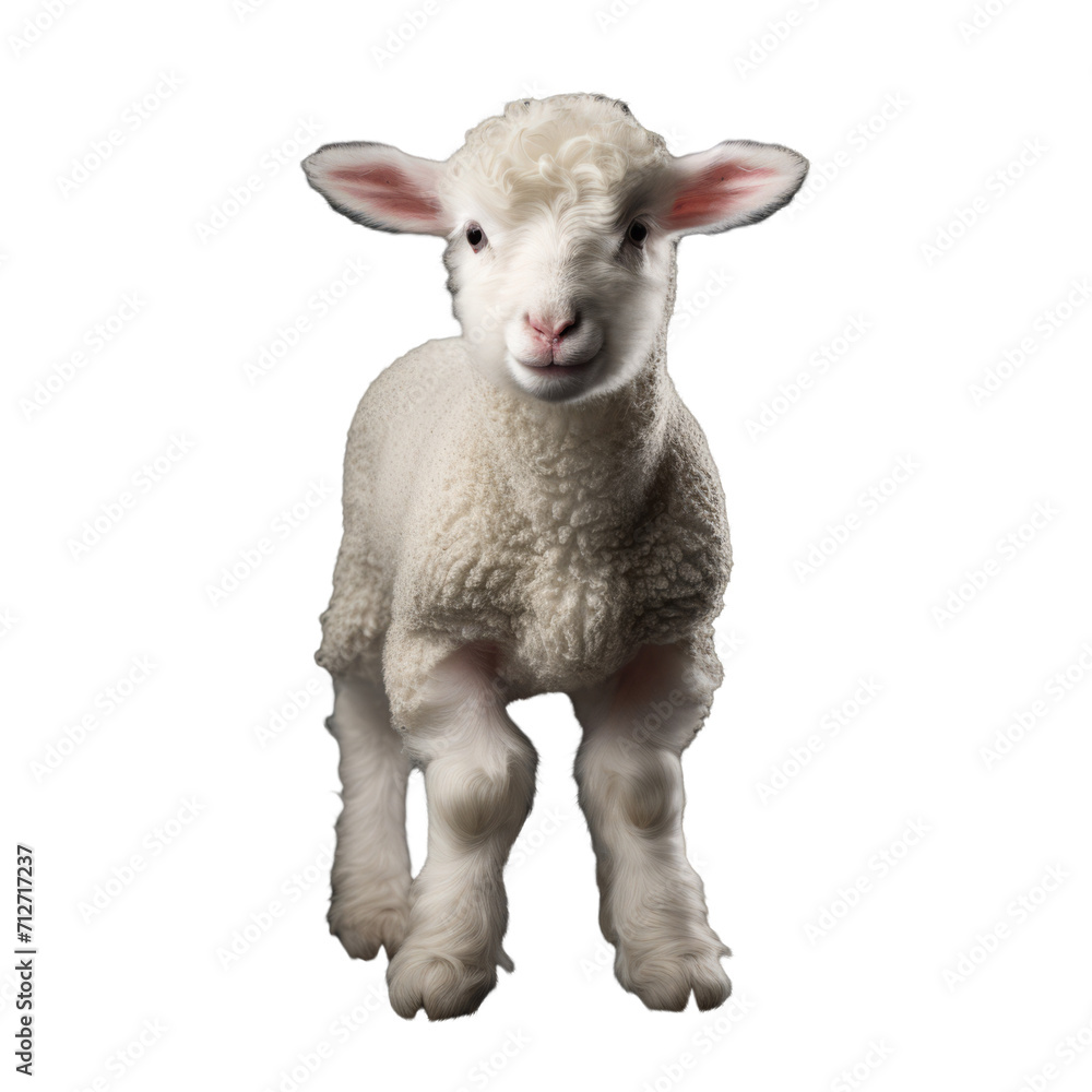Charming Full Body White Sheep Illustration on Transparent Background ...
