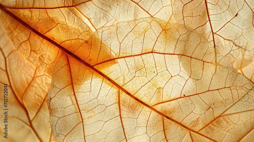 Close up of Fiber structure of dry leaves texture background. Cell ...