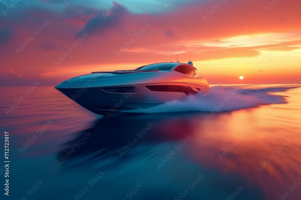 An enchanting scene capturing the sheer elegance of a luxury powerboat ...