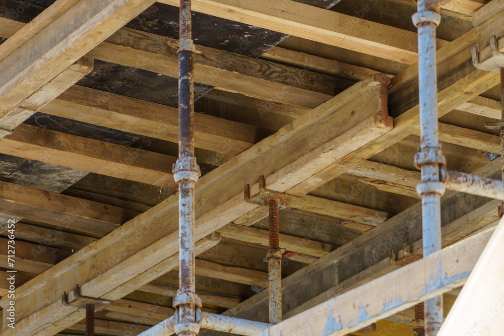 An outdoor construction site. Construction of a new building. Block ...