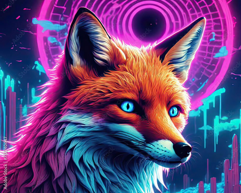 Psychedelic Ibogaine Trip - Close-up of a Fox, Intense Hallucinations ...