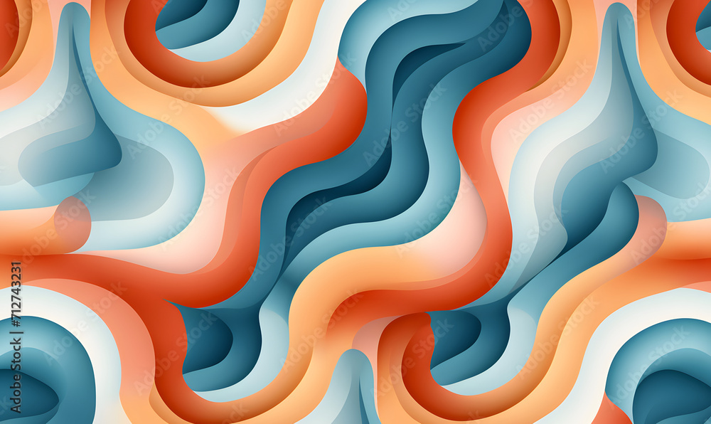 Seamless Mid Century Pattern With Multiple Overlapping Curves And Arc Line Vector Illustration