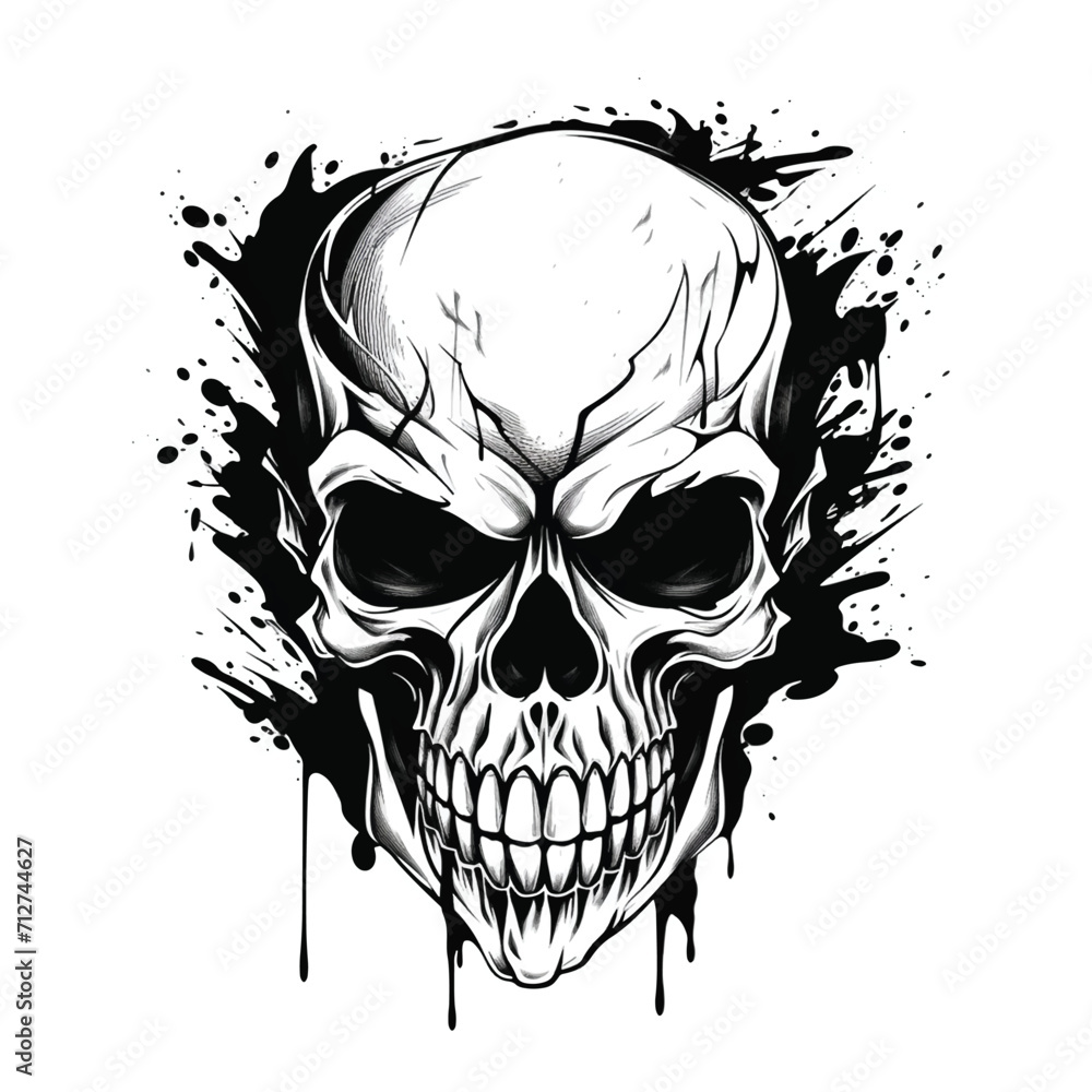 Grabbing hand drawing print human body skull illustrator gila monster ...