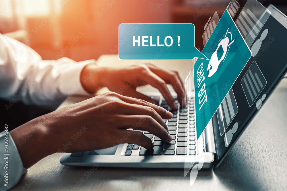 AI Chatbot smart digital customer service application concept. Computer ...