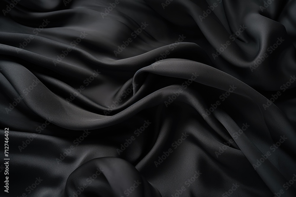 Black fabric folds background. Black history month concept. Soft black ...