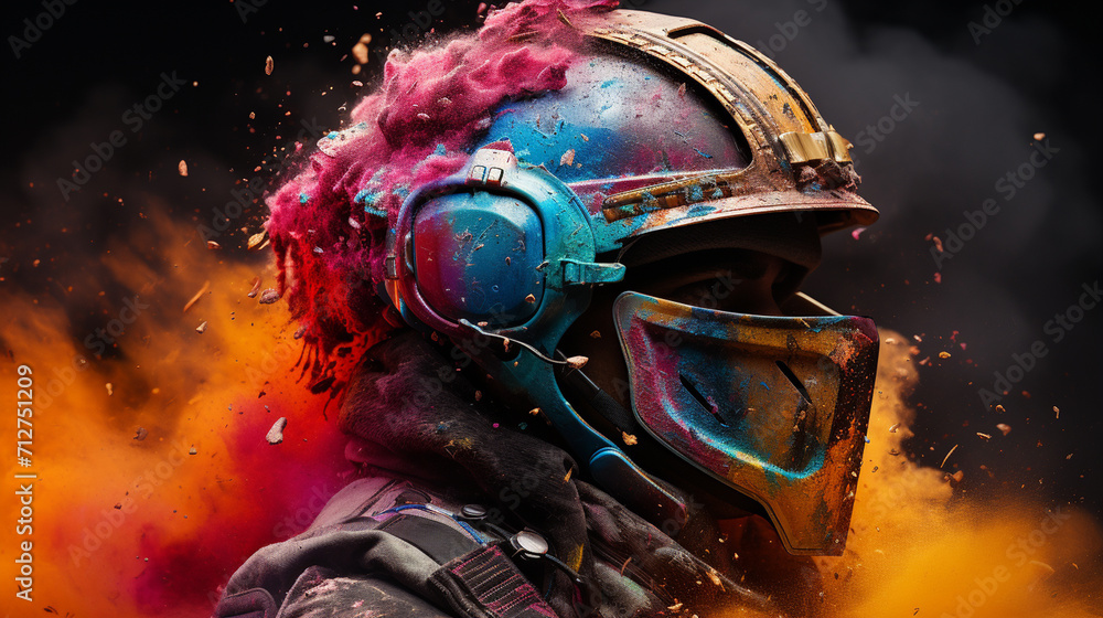 Spartan helmet gladiator helmet rainbow background , Generate AI Stock ...