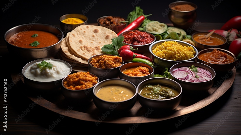 FF A sumptuous thali spread, featuring an array of colorful curries ...