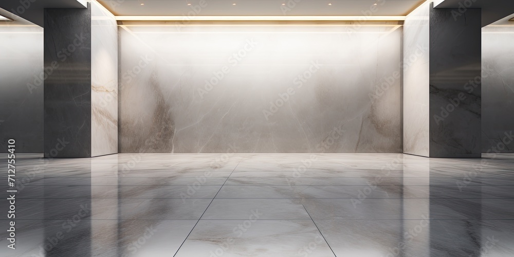 Perspective view of empty luxury room with artificial light, showcasing ...