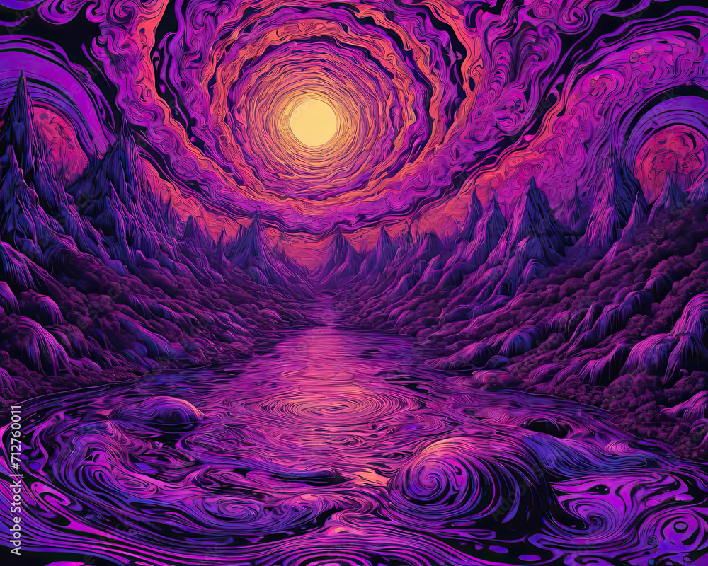 Psychedelic Lake Trip - Close-Up Illustration of Grayanotoxin Poisoning ...