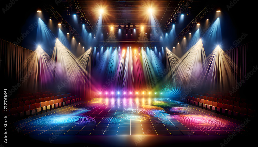 Modern dance stage light background with spotlight illuminated for ...