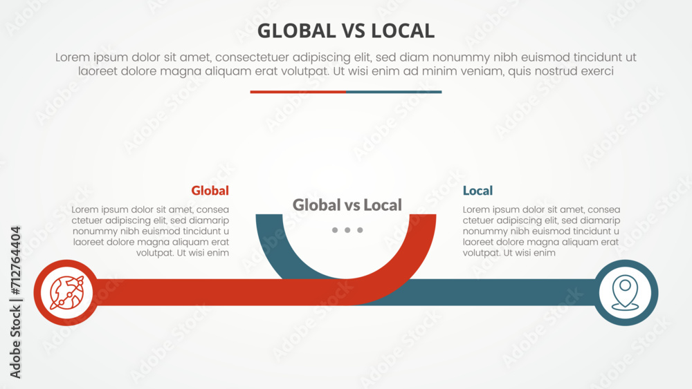 global vs local versus comparison opposite infographic concept for ...