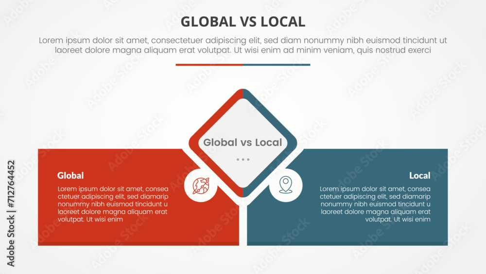 global vs local versus comparison opposite infographic concept for ...