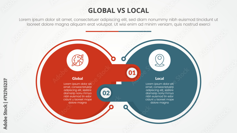 global vs local versus comparison opposite infographic concept for ...