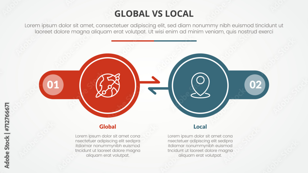 global vs local versus comparison opposite infographic concept for ...