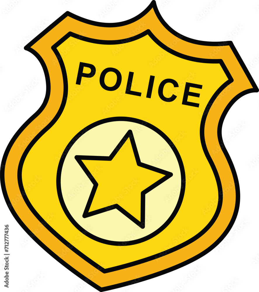 Police Badge Cartoon Colored Clipart Illustration Stock Vector | Adobe ...