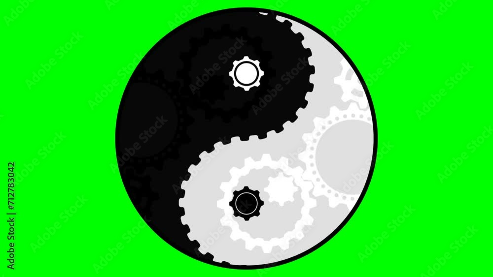 Vidéo Stock Circular movement of the Yin Yang symbol with gears. Motion ...