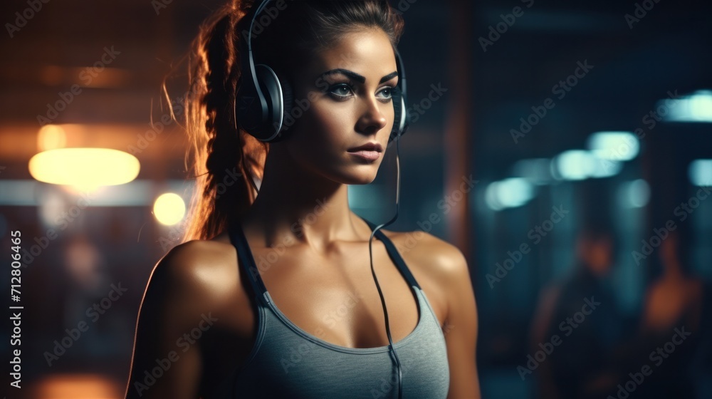 smart woman listening to music during exercise. exercisers and are ...