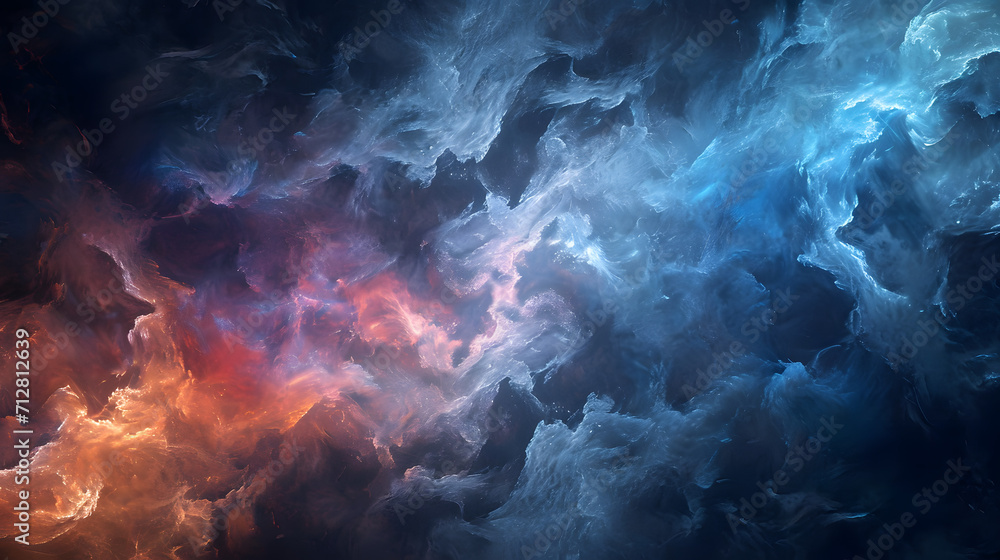 A stunning display of contrasting colors in the sky, as blue and red ...