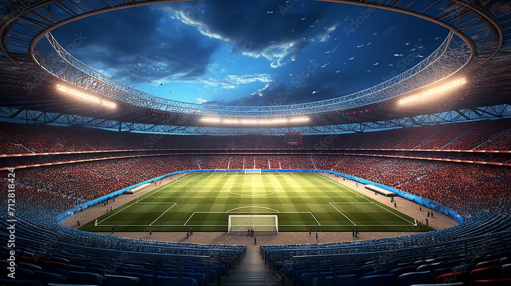 football stadium 3d rendering soccer stadium with crowded field arena ...