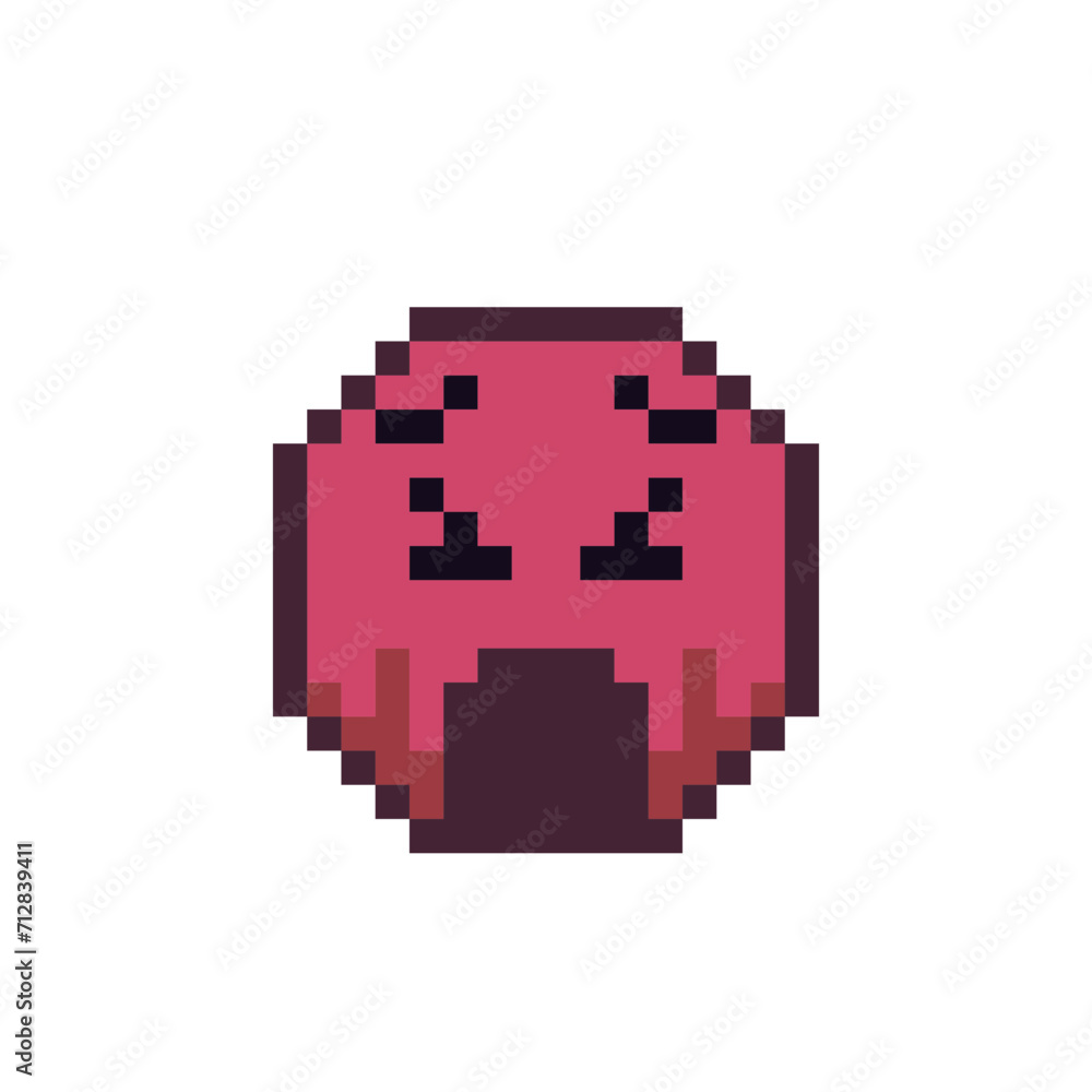 Shocked emoticon pixel art red face with open mouth, slack jaw ...