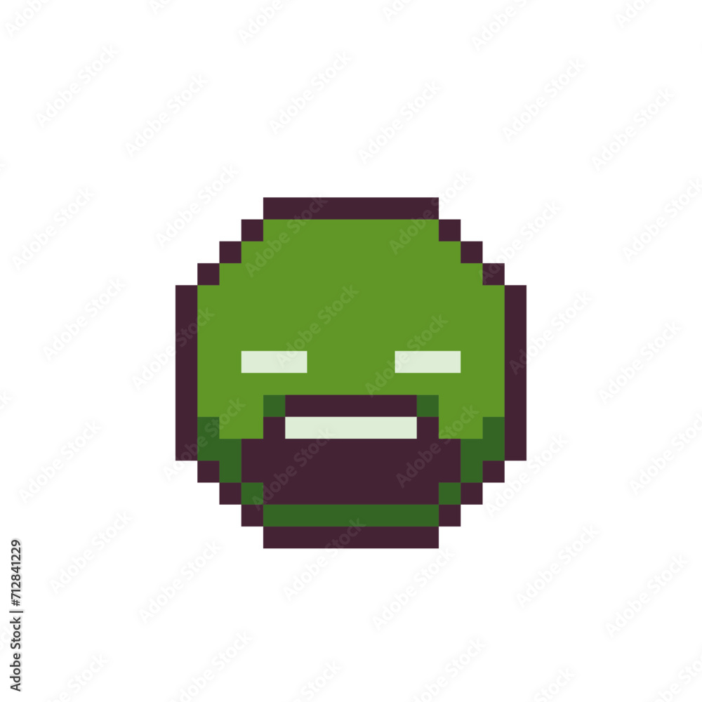 Green emoticon pixel art skinny face sick smiley cartoon character 8 ...
