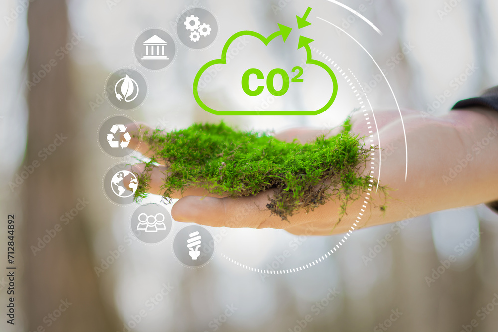 Reduce CO2 emission concept in the hand for environmental, global ...