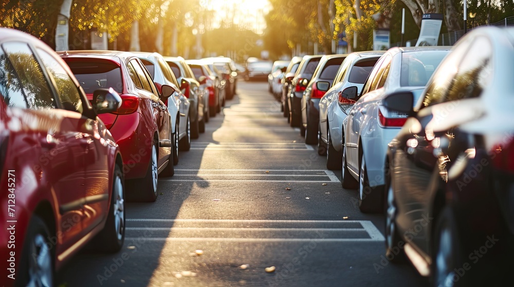 Car parked at outdoor parking lot. Used car for sale and rental service ...