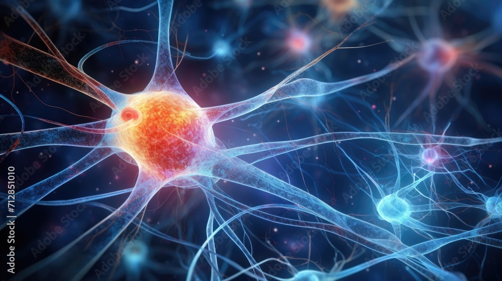 An intricate network of neural pathways displayed through a microscope ...