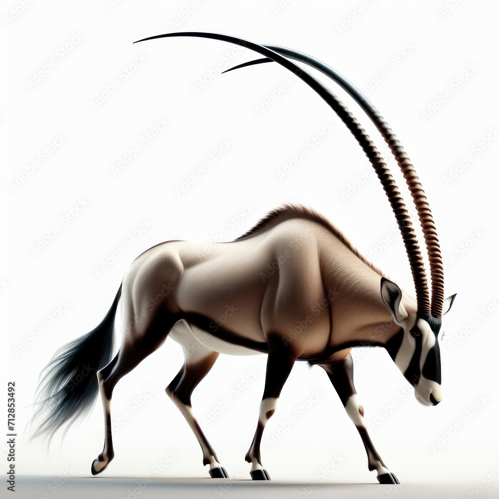 scimitar-horned oryx, White oryx (Oryx dammah), orix de cuernos de ...