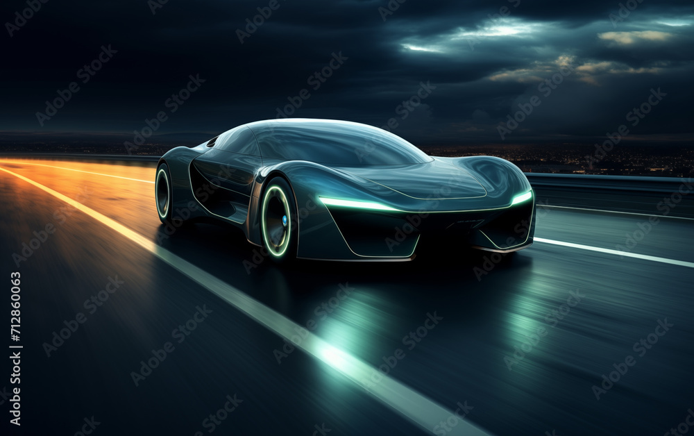 High-speed sports car and dynamic background,created with Generative AI ...