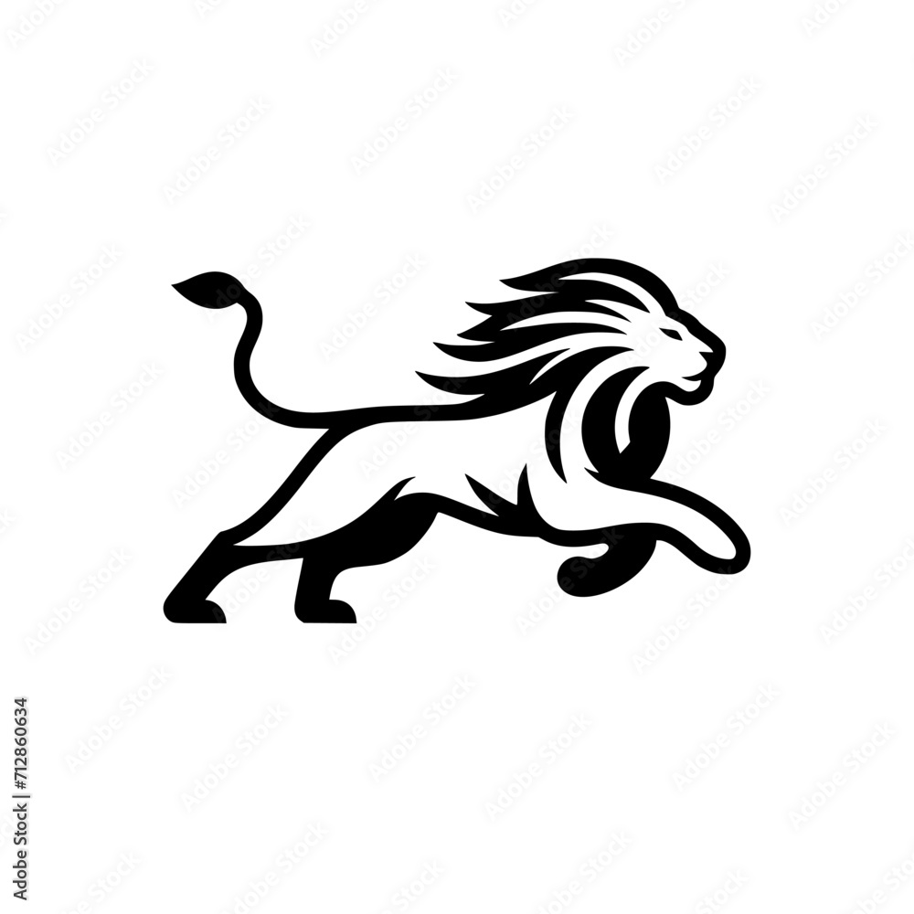 Vector Logo of a Charging Lion. Symbolizing Strength, Leadership, and ...