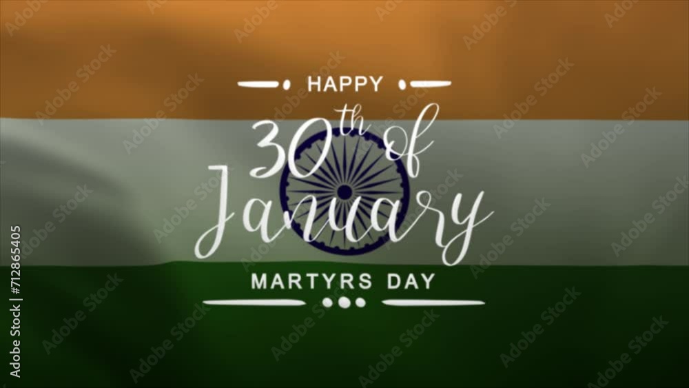 Martyrs Day Lettering Text Animation with Indian Flag background ...