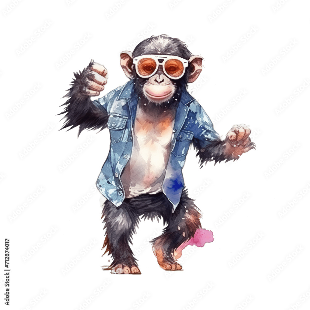Cartoon dancing chimpanzee on transparent isolate, dancing animals ...