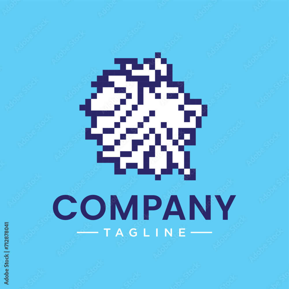 pixel line modern clean look with a Lion incorporated into the Logo ...