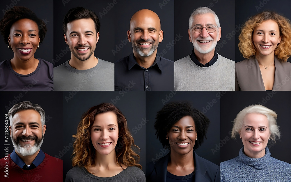 Collage camera quality random profile pictures. Diversity and ethnicity ...