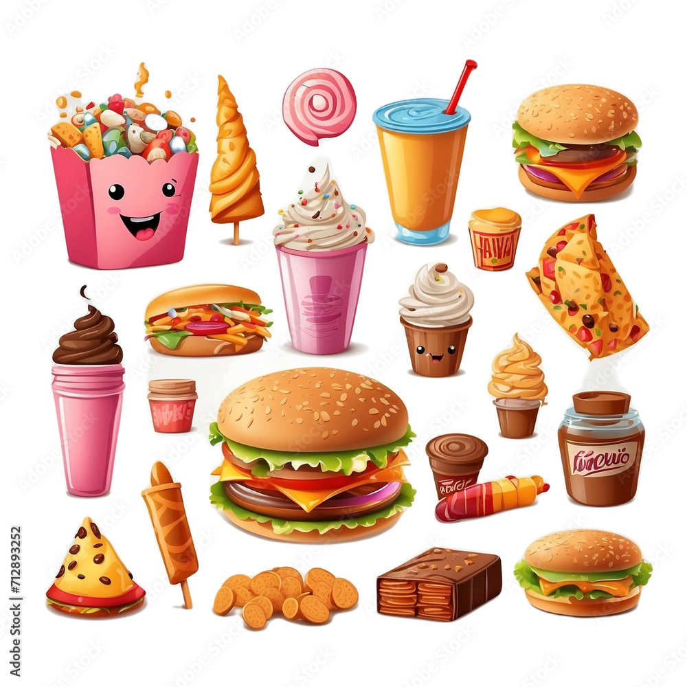 Colorful fast food menu, vibrant and eye-catching fast food offerings ...