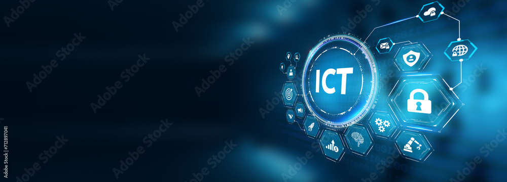 ICT Information communication technology internet concept on virtual ...